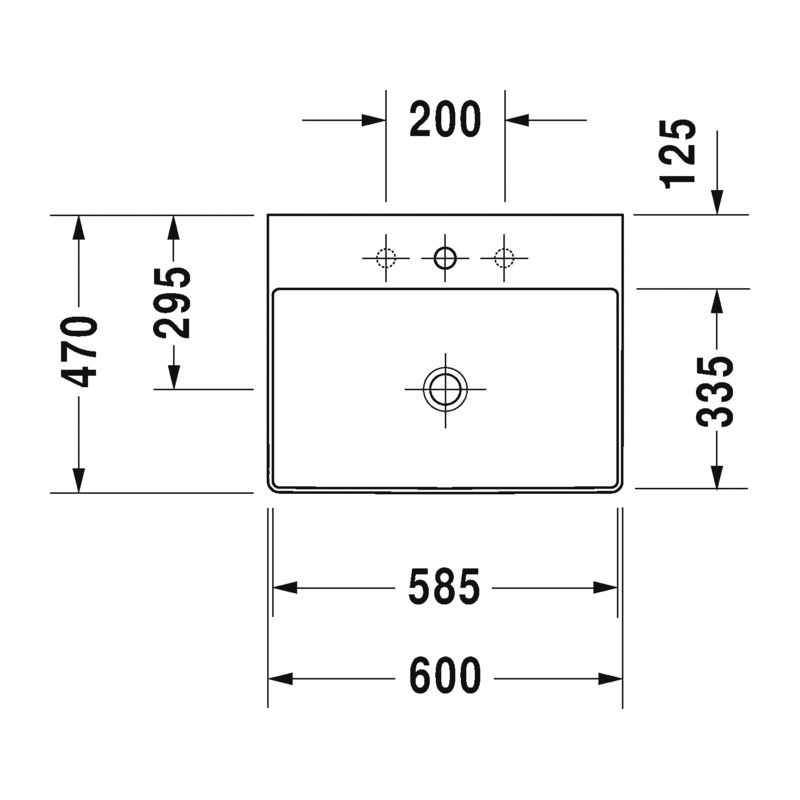 Duravit DuraSquare Waschtisch mit Hahnloch 60 x 47 cm 2353600041 - MEGABAD