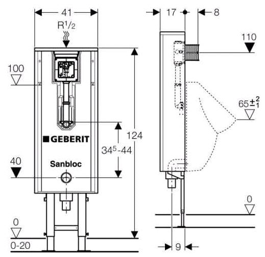 Geberit Sanbloc Baustein für Urinal Universal 124 cm FS90, 440.605.00.1 ...