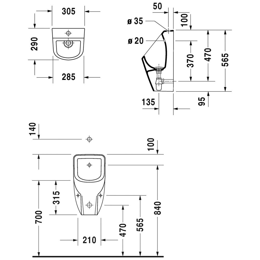 Duravit D-Code Urinal, Zulauf von oben - MEGABAD