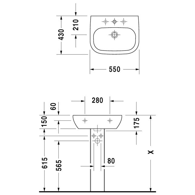 Duravit D-Code Waschtisch 55 x 43 x 15 cm, Art. 2310550000 - MEGABAD