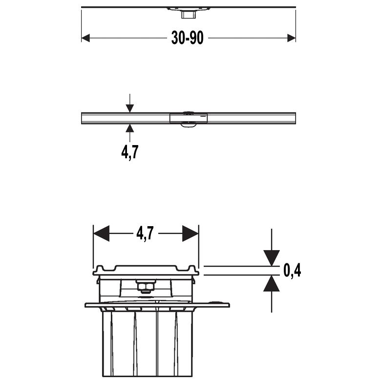 Geberit CleanLine 60 Duschrinne für dünne Bodenbeläge, 90 cm 154.458.00 ...