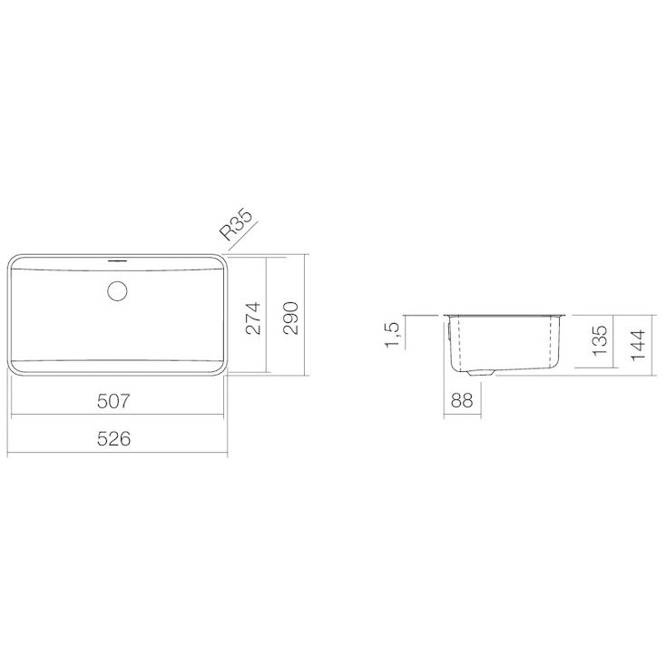 Alape UB.R585 Unterbaubecken 50,7 x 27,4 cm 2250700000 - MEGABAD