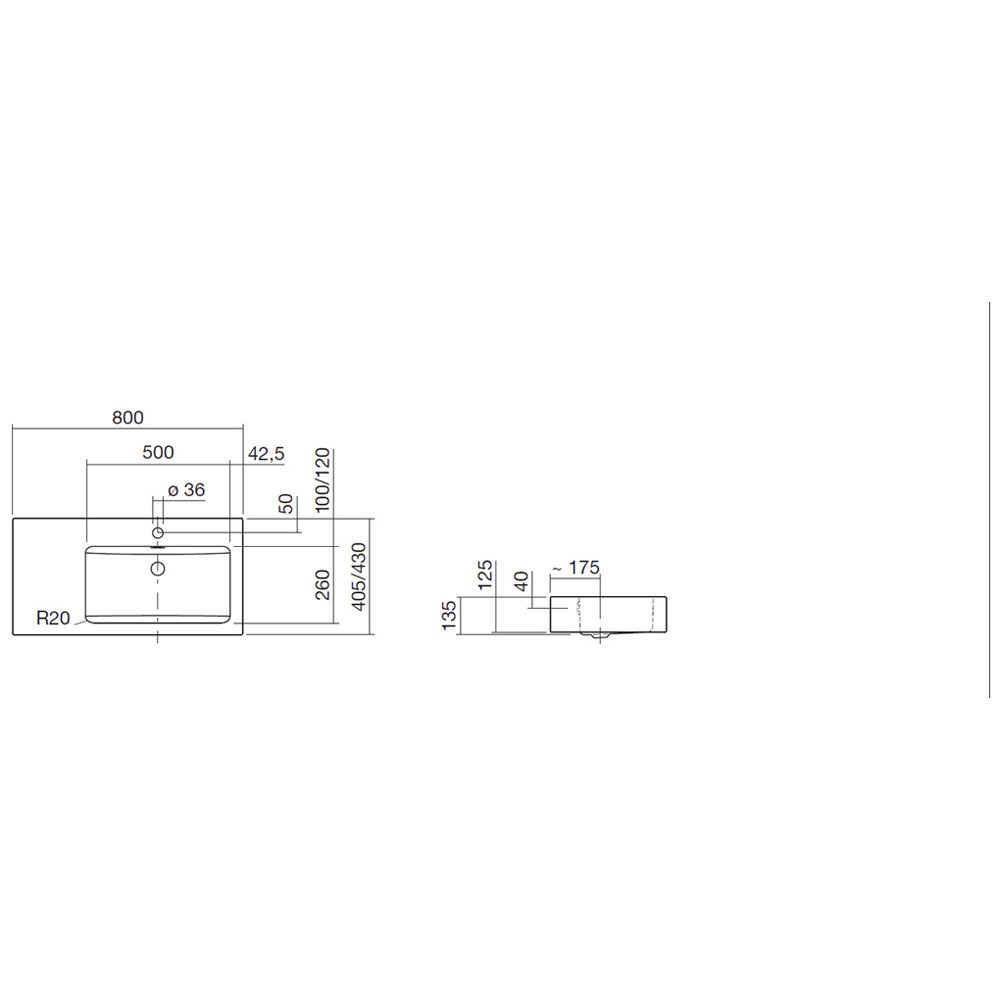 Alape Waschtisch WT.PR800.R, rechteckig 80 x 40,5 cm 4207300000 - MEGABAD